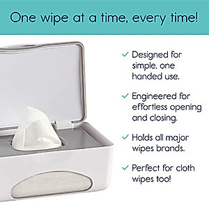 hiccapop Diaper Wipes Dispenser Baby Wipes Case | Baby Wipe Holder Keeps Wipes Fresh | Non-Slip, Easy Open & Close Wipe Container (Gray w/Clear Window)