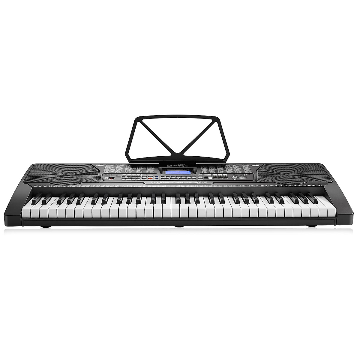 Ashthorpe 61-Key Digital Electronic Keyboard Piano with Full-Size Keys for Beginners, Includes Stand, Bench, Headphones, Mic and Keynote Stickers