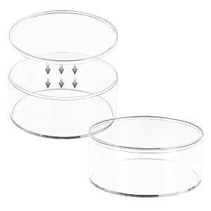 Dayaanee Round Acrylic Box with Lid, 2 Pack Clear Round Organizer Container Acrylic Circle Box with Lid, 5.9” Storage Boxes for Candy,Pill, Nails, Beads and Tiny Jewelry
