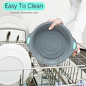 To encounter 9 Inch Silicone Round Cake Pans, 2 Pack Nonstick Silicone Baking Pans Set, Food Grade Silicone Cake Molds, with Metal Reinforced Frame More Strength