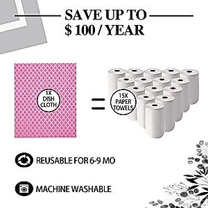 Swedish Dishcloths for Kitchen - Sponge Dish Cloth Environmentally Friendly, Natural Cellulose Sponge Cloth - Kitchen Cleaning Cloths - Reusable Paper Towel Replacement 10 Pack