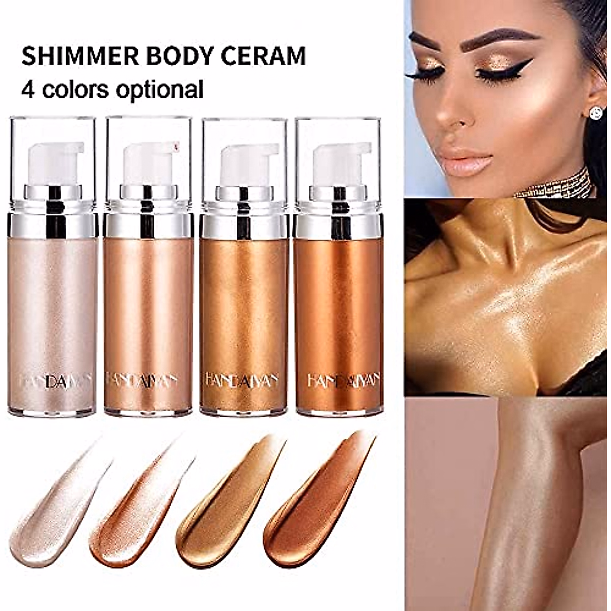 Go Ho Face Body Illuminator,Liquid Highlighter Makeup Moisturizing Face Luminizer,Waterproof Smooth Liquid Spray Shine Shimmer Glow Foundation - Bronzer Body & Face(#3 Bronzer Golden)
