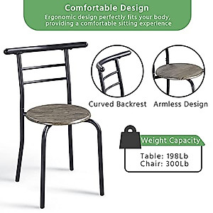 Yaheetech 3 Piece Dining Table Set, Kitchen Table & Chair Sets for 2, Compact Bistro Table Set with Steel Legs, Built-in Wine Rack for Small Space, Apartment, Breakfast Nook, Drift Brown