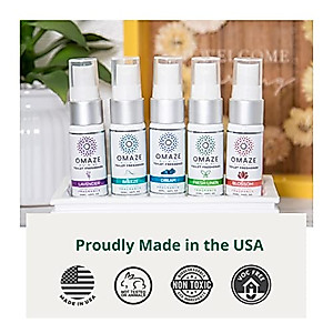 OMAZE Mist N Go Refresh Toilet Spray - Bathroom Spray Odor Eliminator - Toilet Smell Eliminator Deodorizer - Bathroom Smell Good Spray Women Men Odor Neutralizer Spray Fresheners - Breeze + Dream + Lavender + Fresh Linen + Blossom 0.68oz x5