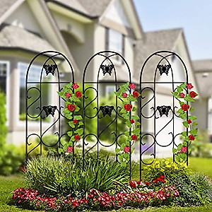 Amagabeli 4 Pack Garden Trellis for Climbing Plants 60" x 18" Rustproof Sturdy Black Iron Trellis for Potted Plant Support Butterfly Metal Trellis for Climbing Roses Vine Flower Cucumber Clematis GT02