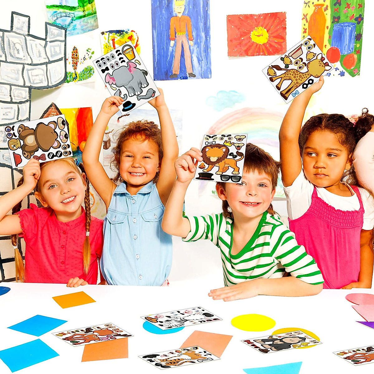 48 Sheet Make A Safari Animal Sticker Make Your Own Safari Animal Zoo Safari Themed Fun Stickers Safari Party Favors for Animal Party Favors, Rewards, Art Craft with 8 Designs