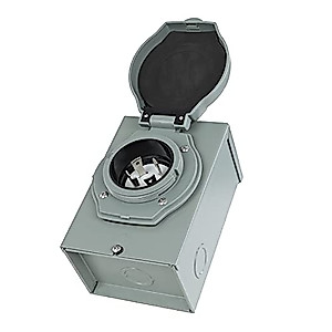 BISupply 50 Amp Generator Inlet Box - 3 Prong Power Inlet Box, SS 2-50P 125V/250V Connection Box with Light Indicator