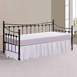 Daybed Skirt with Split Corners Twin Size Dust Ruffle Bedskirt - Bed Skirt for Day beds- Split Corners, Ruffle Gather- Genuine Poly Cotton/Microfiber - 21 Inch Bed Skirt Twin Size White Bed Skirts