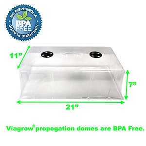 Viagrow V726298TD-10 Extra Strength No Holes Propagation Seed Starter, 10 Trays with Domes, Black