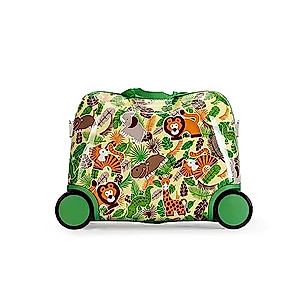 GinzaTravel Cute Children's Luggage Sit and Ride Trolley Case 17-inch Universal Wheel Travel Case for Boys and Girls (Green color)