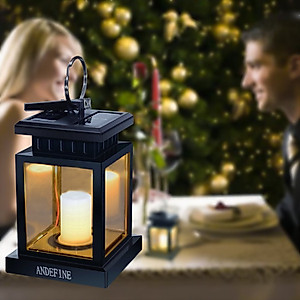 Patio Umbrella Lights - ANDEFINE Outdoor LED Solar Lanterns Waterproof Candle Lamps Decorated in Garden Porch Lawn (Yellow Light, Pack of 1)