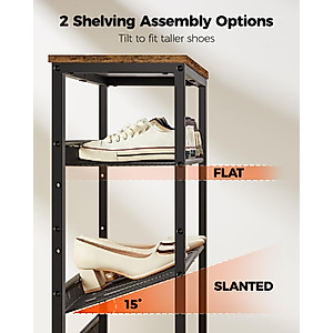 Pipishell 5-Tier Shoe Rack for Entryway and Small Spaces with Wooden Top & Metal Frames, Shoe Storage Organizer with Adjustable Storage Shelves, PISRB4V