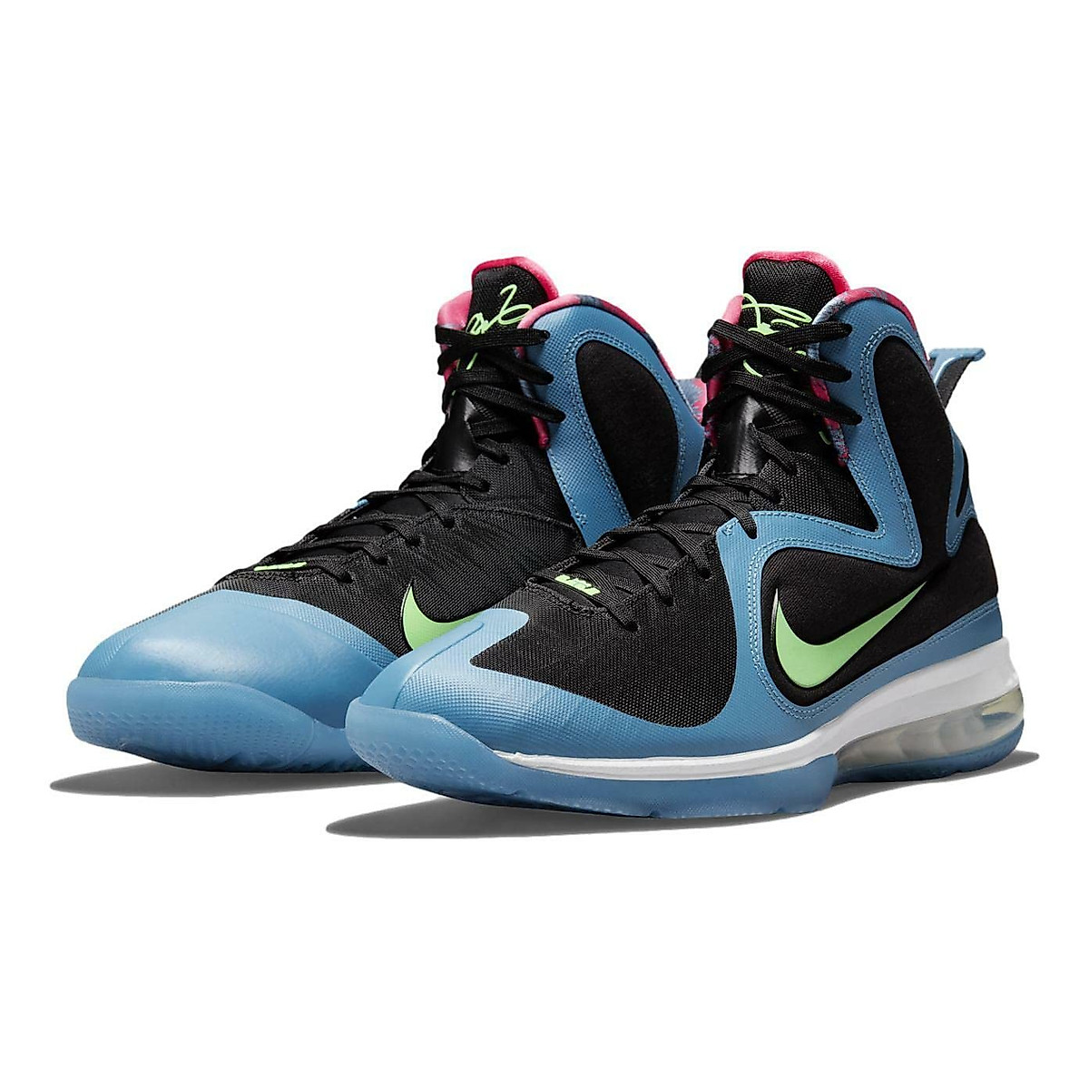 Nike Lebron IX Black/Lime Glow/Dutch Blue/Fusion Red 9.5 D (M)