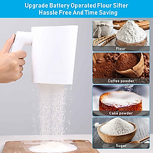 Electric Flour Sifter, Battery Operated Flour Sieve for Baking, Handheld Cooking Baking Tool for Cooking, Pastry Baking Kitchen Utensil DIY