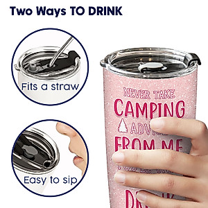 34HD Funny Flamingo Tumbler with Lid, 20 oz Stainless Steel Camping Queen Mug, Vacuum Insulated Camping Tumbler, Flamingo Gifts for Women Mothers Day Christmas Anniversary