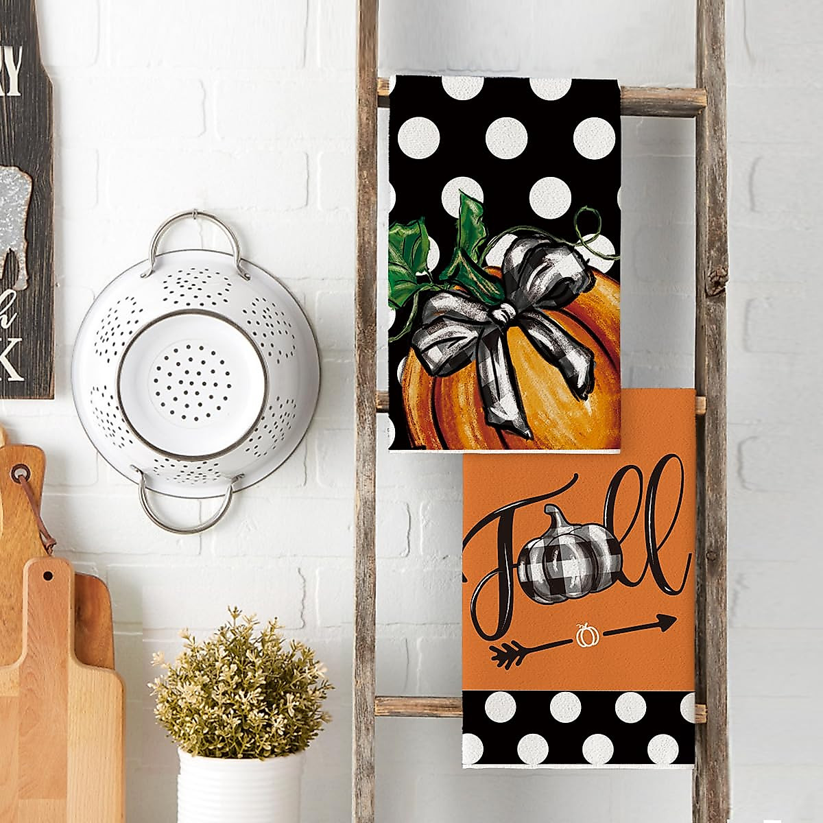 Artoid Mode Buffalo Plaid Truck Hello Pumpkin Fall Kitchen Towels Dish Towels, 18x26 Inch Seasonal Decoration Hand Towels Set of 4