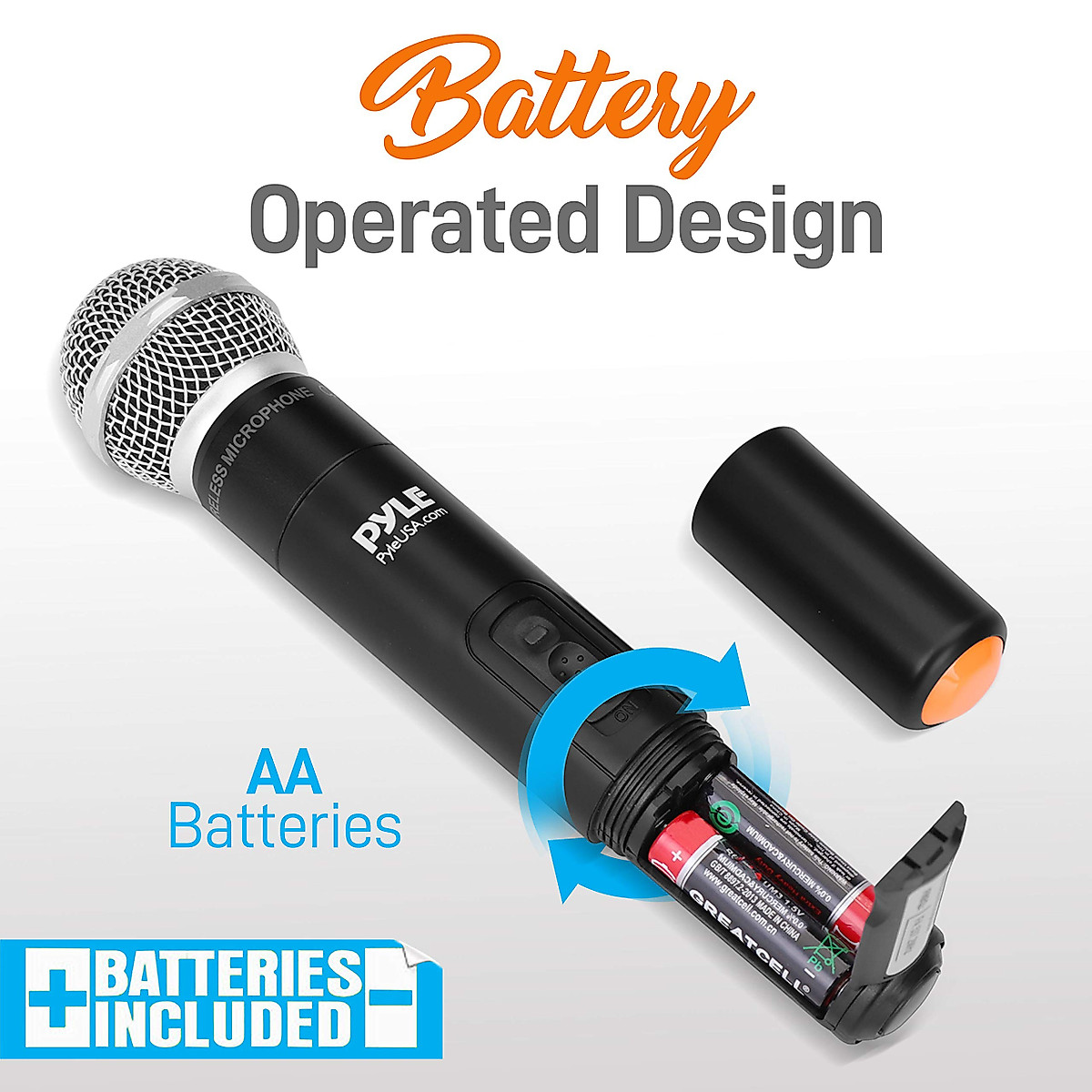 Pyle Portable UHF Wireless Microphone System - Battery Operated Dual Bluetooth Cordless Microphone Set, Includes 2 Handheld Transmitter Mic, Mixer Receiver, RCA, for PA Karaoke DJ Party PDKWM806B