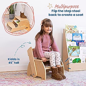 ECR4Kids Flip-Flop Step Stool and Chair, Kids Furniture, Natural