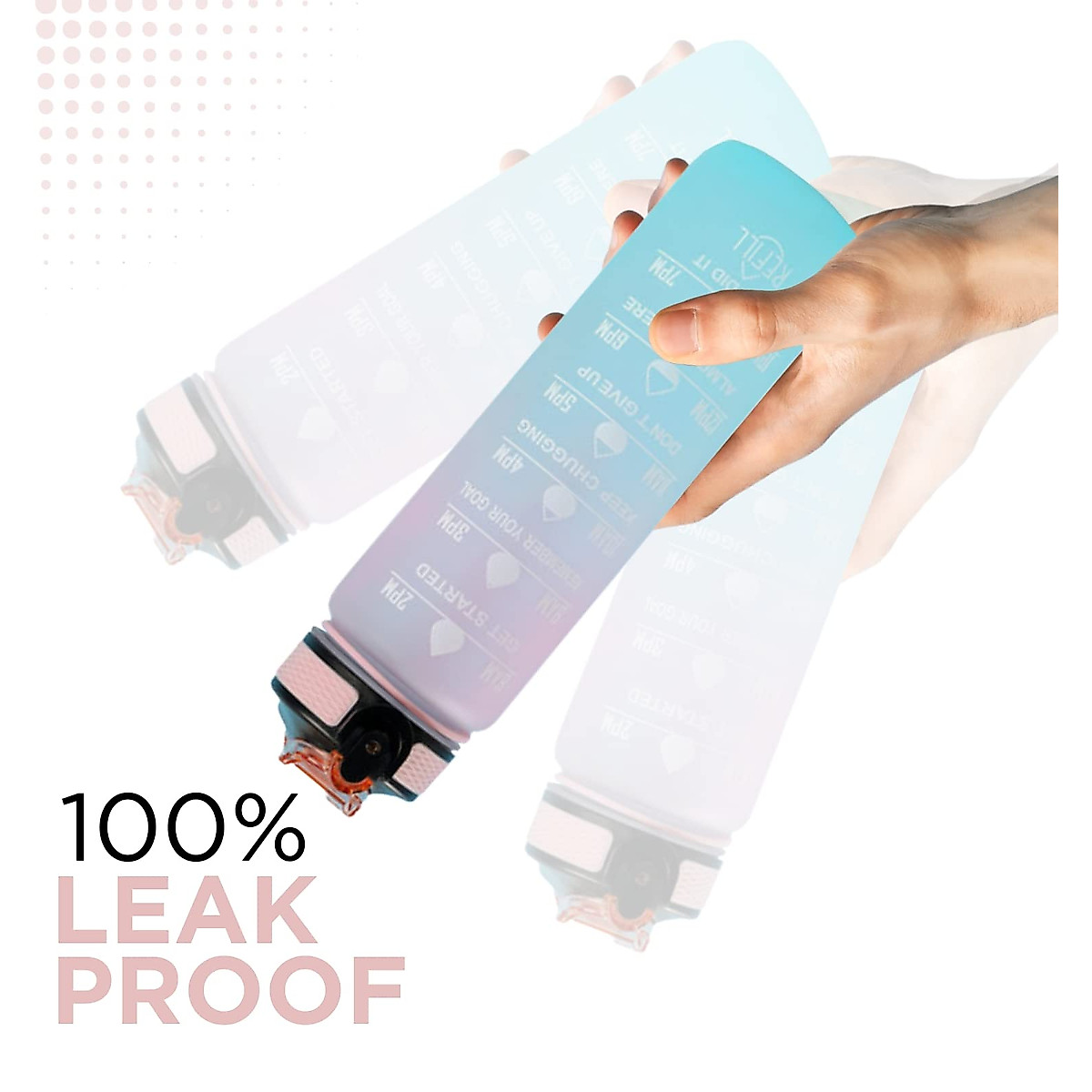 Elcreek 32oz Motivational Water Bottle with Time Marker, Tritan Material, Straw, LeakProof, BPA-Free, Ideal for Fitness & Outdoor Sports