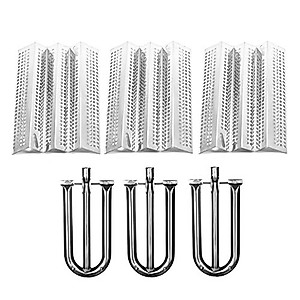 Replace parts 3-Pack Stainless Steel Heat Plate and 3-Pack Stainless Steel Burner,Replacement for American Outdoor Grill Gas Grills 24NB, 24NG, 24NP, 24PC, 36NB, 36PC