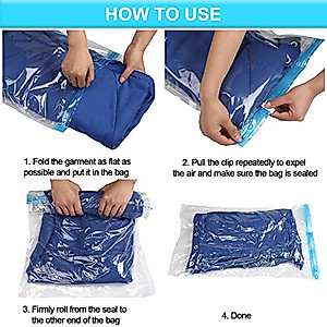 24 Pack Travel Space Saver Bags Rolling Compression Bags Bulk for Packing Luggage Clothes, 8 x XL, 8 x L, 8 x S, Vacuum Seal Storage Bags Roll Up Shrink Bags Without Pump for Traveling Space Saving