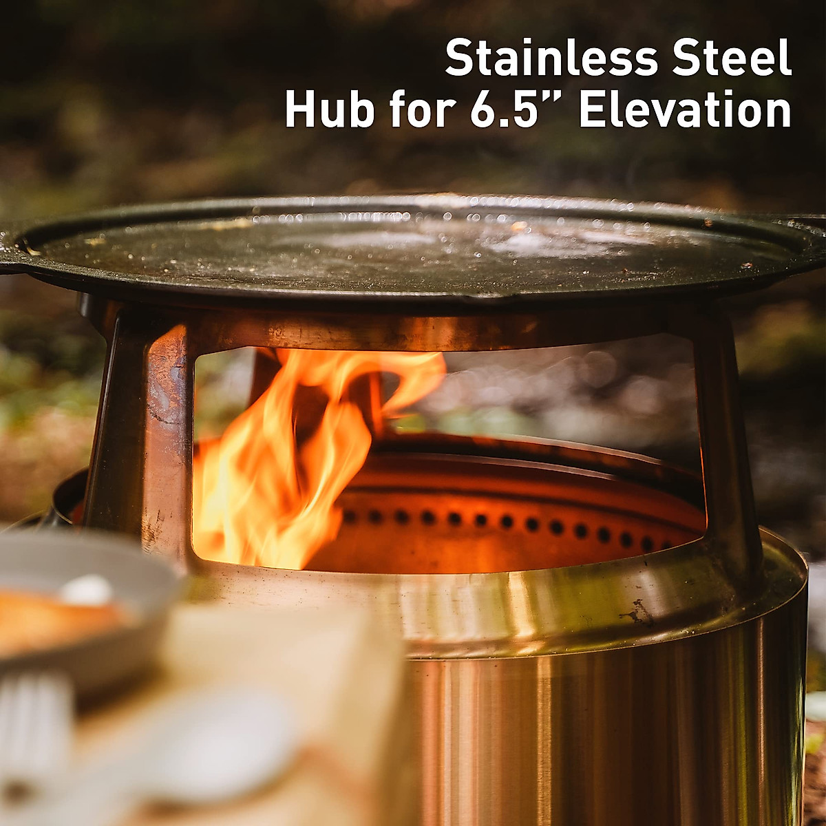 Solo Stove Ranger Cast Iron Griddle Cooking Bundle 2.0 | Portable Smokeless Fire Pit, Stand, Griddletop & Hub, Wood Burning, Removable Ash Pan, Stainless Steel/Cast Iron, H: 22in x Dia: 14.25in, 31lbs