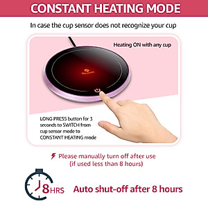 Nouvati Silver Mug Warmer & Cute Dog Coffee Mug with Lid Set for Coffee Lovers; Excellent Heating, Auto Shut-Off, 2 Temperatures; Coffee & Tea Gift Set, Tea Warmer, Coffee Warmer