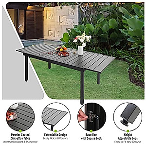 Sophia & William Patio Dining Set 9 Pieces Outdoor Metal Furniture Set, 8 x Swivel Patio Dining Chairs with 1 Expandable 6-8 Person Table for Lawn Garden Pool