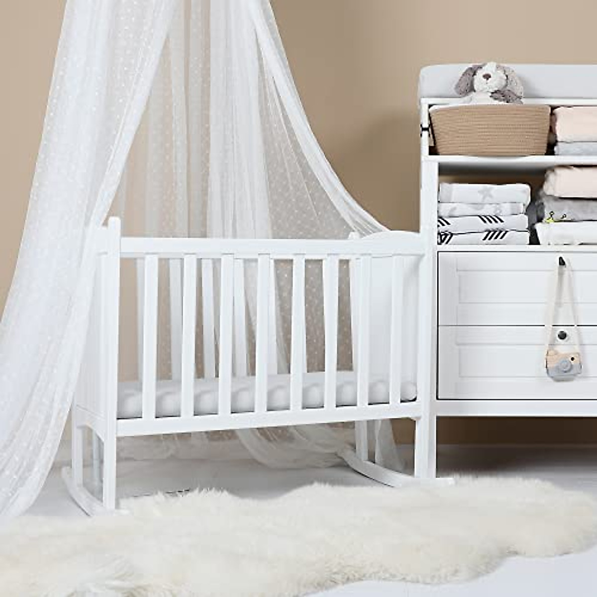 TILLYOU Ultra Soft Bassinet Fitted Sheets for Baby Boy Girl, Universal Fit for Cradle Oval Rectangle Hourglass Mattress, 2 Pack Gray and Green