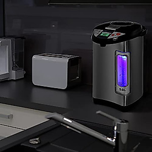 COSTWAY Instant Electric Hot Water Boiler and Warmer, 5-Liter LCD Water Pot with 5 Stage Temperature Settings, Safety Lock to Prevent Spillage, Stainless Steel Hot Water Dispenser