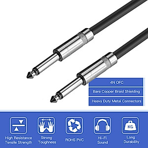 Yuyaokk 2Pack 50 ft 1/4" to 1/4" Speaker Cables, True 12AWG Patch Cords, 1/4 Male Inch DJ/PA Audio Speaker Cable 12 Gauge Wire.