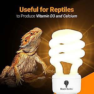 2 Pack 13-Watt Reptile Bulb Desert UVA UVB Light - 10.0 UVB Reptile Light - Compact Florescent Terrarium Bulb Suitable for Desert Reptiles Lizards Bearded Dragons Tortoises CFL UVB Bulb (13 Watt 10.0)
