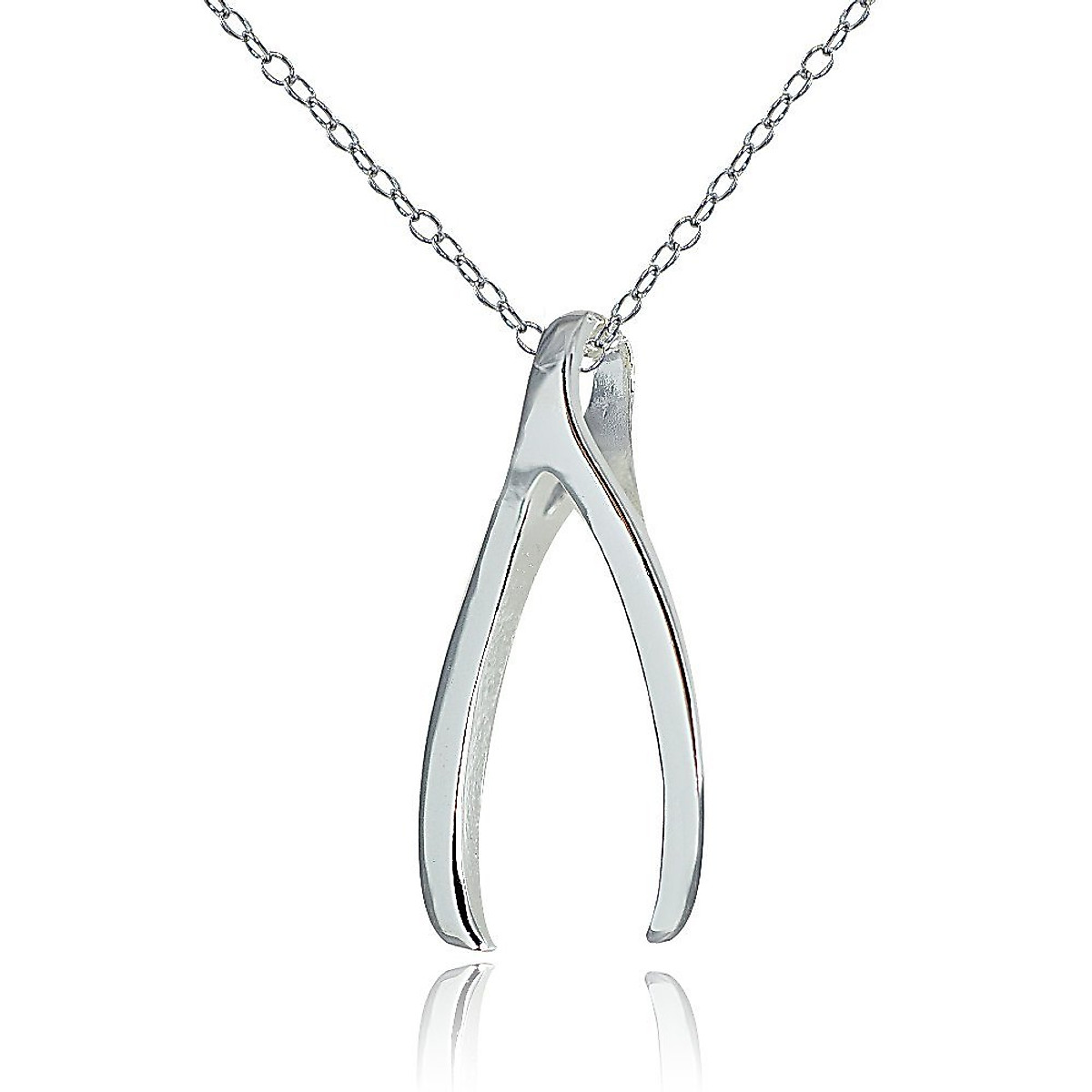 Hoops & Loops Sterling Silver Polished Wishbone Pendant Necklace