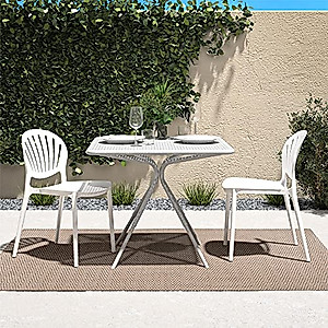 COSCO Outdoor/Indoor Stacking Resin Chair with Shell Back, 2-Pack, White