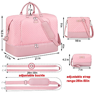 Travel Weekender Bag for Women, Overnight Bag with Shoe Compartment Oversized Travel Duffel Bag Carry On Tote 21"