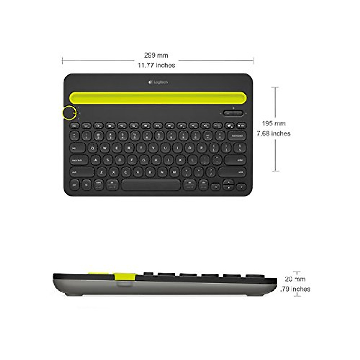 Logitech 920-006342 Bluetooth Multi-Device Keyboard K480 - Wireless Connectivity - Bluetooth - English, French - QWERTY Layout - Computer, Tablet, Smartphone - Black (Renewed)