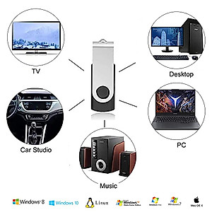 5 Pack 64GB USB Flash Drives, USB 2.0 Thumb Drives Jump Drive Pen Drive Bulk Memory Sticks Zip Drives Swivel Design (64G, 5Pcs, Mixed Color)