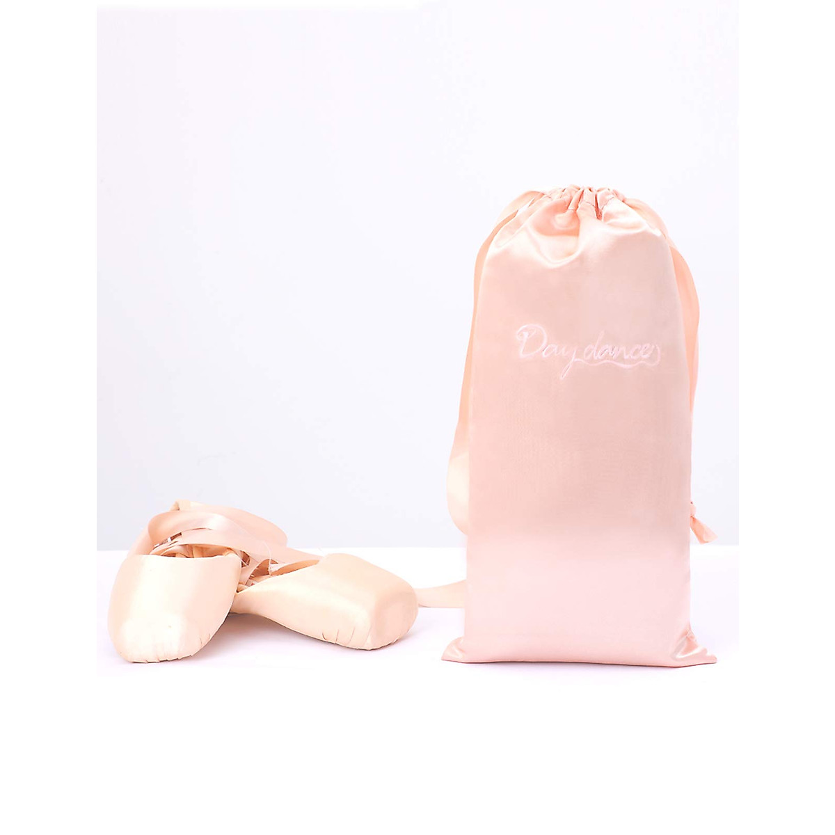 Cuulrite Ballet Pointe Shoes Bag Satin Drawstring Dance Shoe Storage Bag Pink One Size