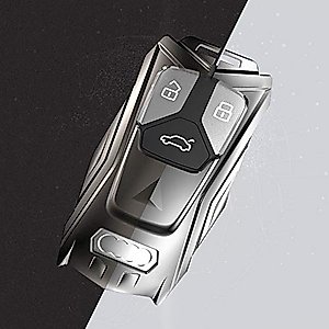 K LAKEY Car Key Fob Cover,Compatible with Audi Remote Key A4 RS4 A5 F5 S5 RS5 A6 A7 C8 A8 Q5 FY Q7 4M TT TTS TTRS R8 Smart Keyless Entre Key Fob,Armor Key Fob Case Protector Jacket with Buckle Black