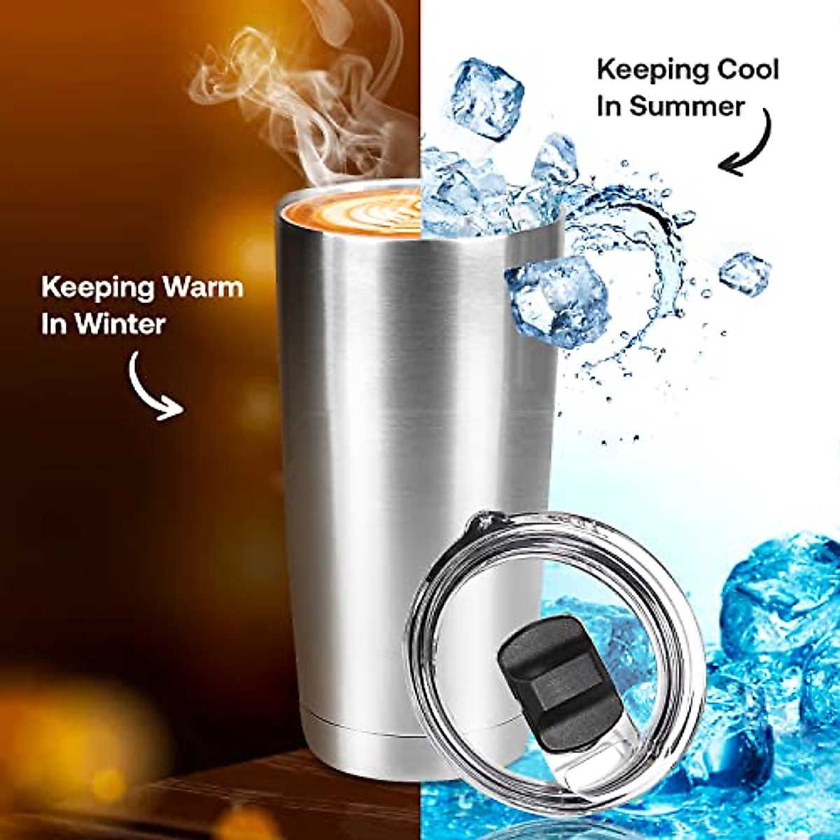 Magnetic Tumbler Lid - Fits Rambler, Ozark Trail, Old Style Rtic,Replacement Magnetic Slider, Magnetic Spill Proof Tumbler Cover (30oz, 2Pcs Black/Blue)