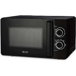 COMMERCIAL CHEF Small Microwave 0.7 Cu. Ft. Countertop Microwave with Mechanical Control, Black Microwave with 6 Power Levels, Outstanding Portable Microwave with Convenient Pull Handle