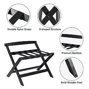 ALAPUR 2 Pack Folding Luggage Rack for Guest Room with Back, Foldable Suitcase Stand Holder for Bedroom, Living Room, Hotel Essentials