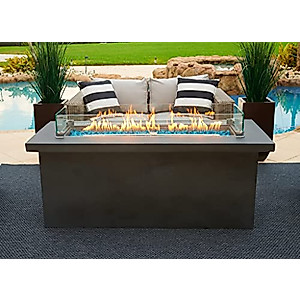 60" Rectangular Chat Height Outdoor Propane Gas Fire Pit Table in Gray (Amber, 60" Gray)