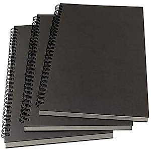 YUREE B5 Spiral Notebook/Spiral Journal Unruled, 100gsm Thick Blank Paper & Hard Kraft Cover, 65 Sheets (130 Pages), 3-Pack, 10.5" x 7.2", Gray