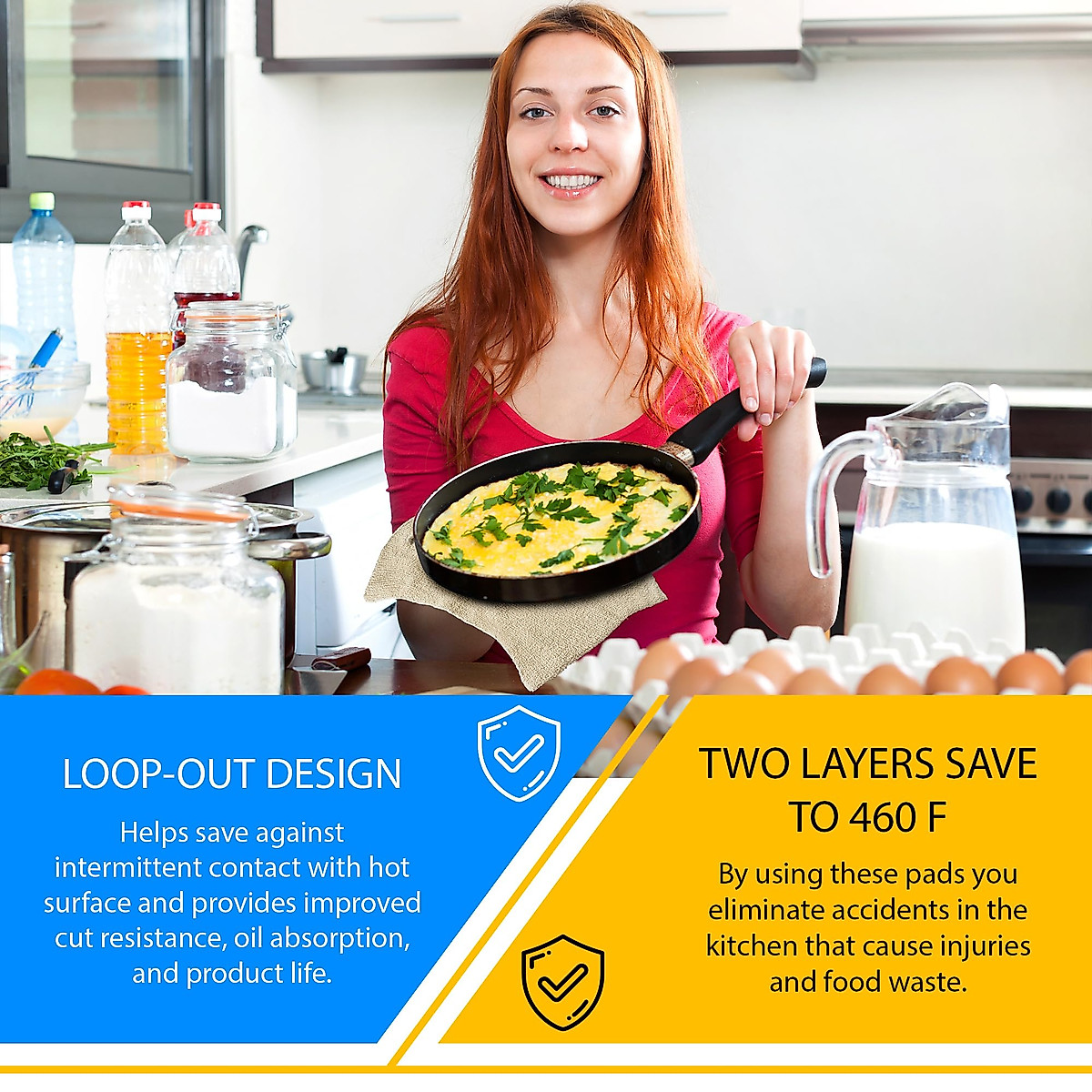 ABC Terry Cloth Pot Holders for Kitchen 9 x 12 Inch. Pack of 12 Natural Color Hot Pads for Kitchen. Washable Pot Holder with Hand Hole. Thick Cotton 460 F Heat Resistant Pot Holders