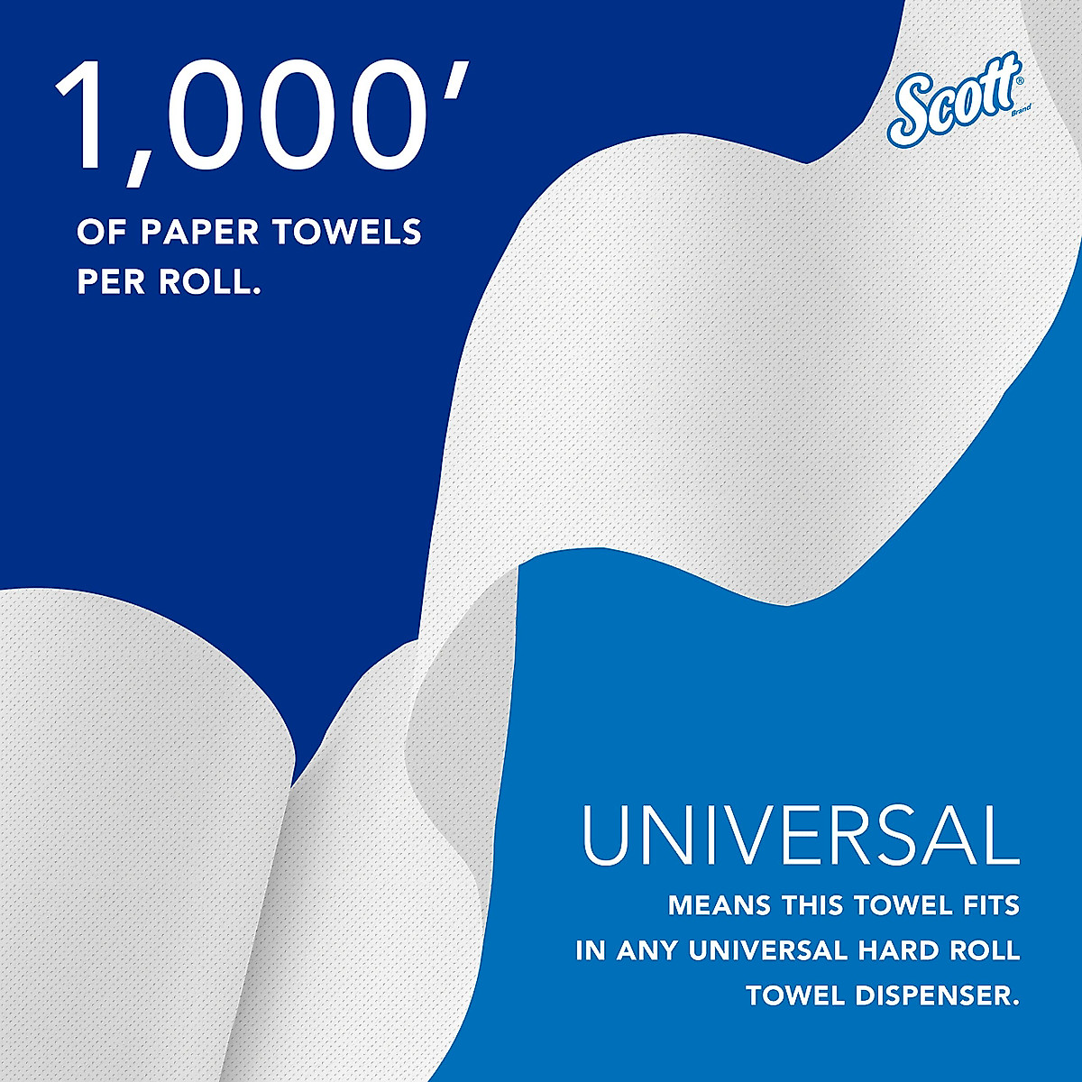 Scott Essential High Capacity Hard Roll Paper Towels (01005), White, 1000'/Roll, 6 Paper Towel Rolls/Convenience Case