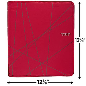Five Star 1-1/2 Inch Zipper Binder, Ring Binder, Red (72356)