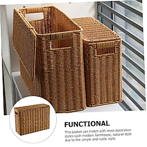 FONDOTIN Magazine Basket with Lid Woven Storage Basket Decorative Wall Corner Sofa Edge Container