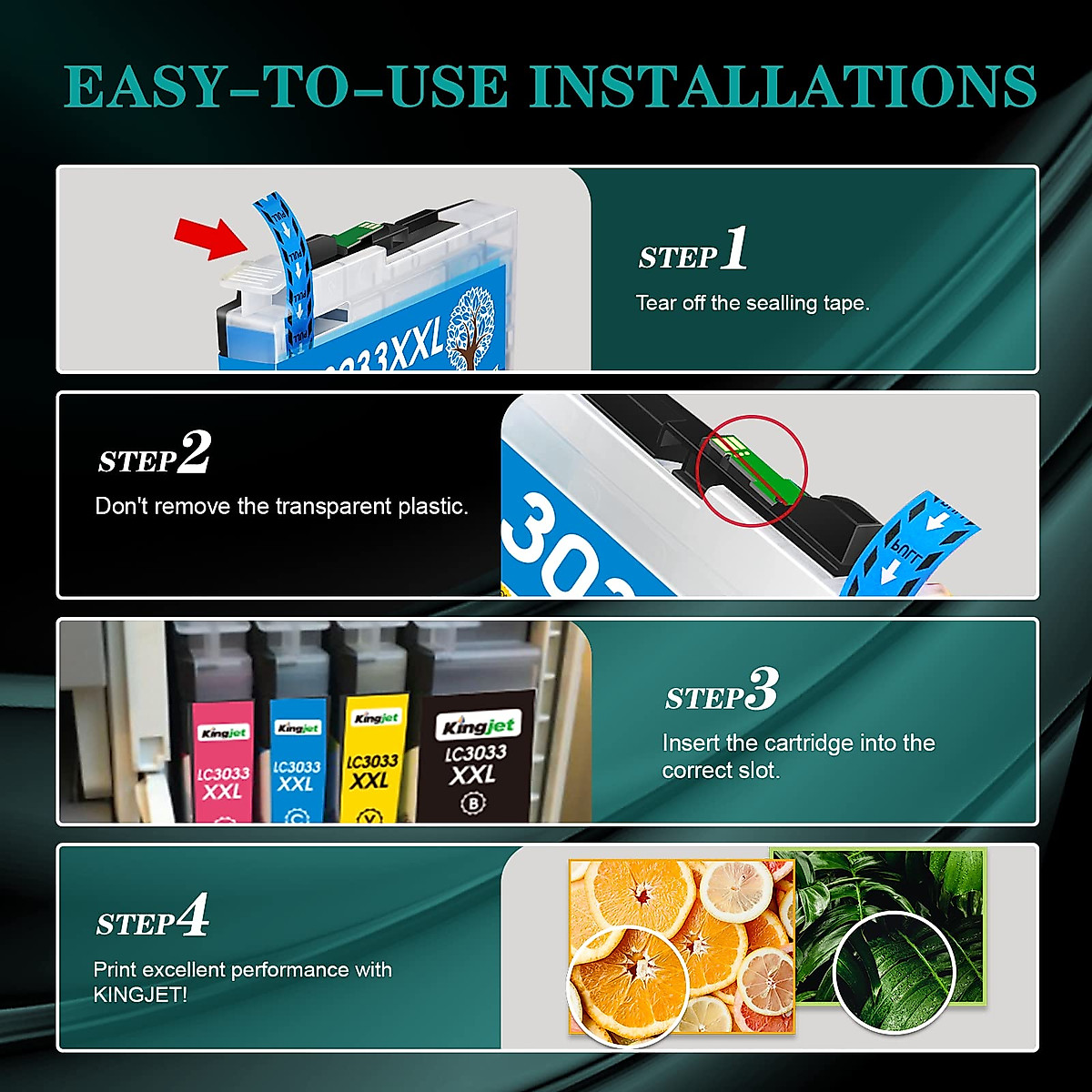 Kingjet LC3033 Ink Cartridge 8 Pack, Replacement for Brother LC3033XXL 3033 LC3035 3035, Work with Brother MFC-J995DW MFC-J995DWXL MFC-J805DW MFCJ805DWXL MFC-J815DW Printer (2BK / 2C / 2M / 2Y)