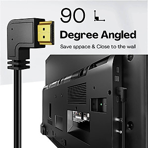 TNP HDMI Cable Left Angle 90 Degree (15FT) - High Speed HDMI 2.0 Cord, Supports UHD 4K 60hz 2K 2160p Full HD 1080p Quad HD 1440p 3D ARC/eARC Ethernet for Xbox One X/S PS4 Pro/Slim & Apple TV 4K